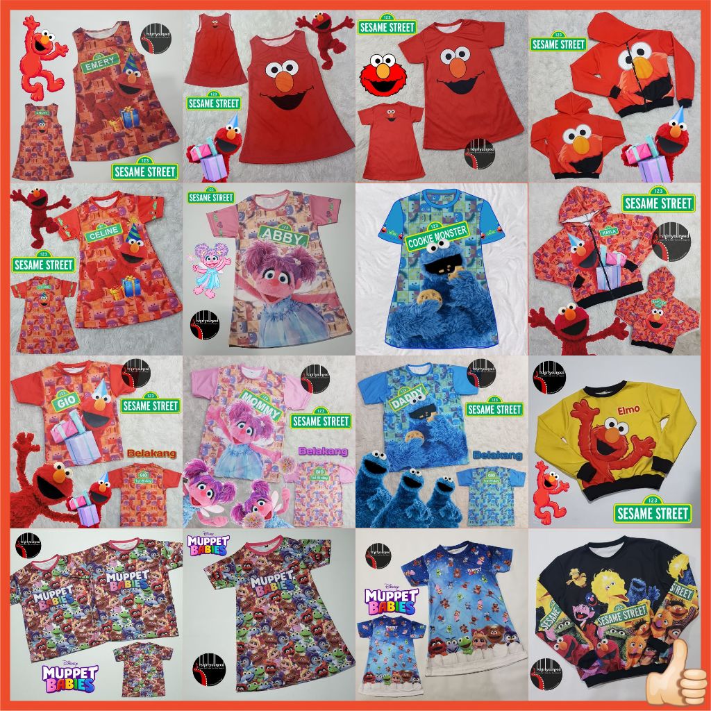 Jual Baju FULLPRINT Kaos Dress Jaket Kostum Anak Dewasa Elmo Cookie ...