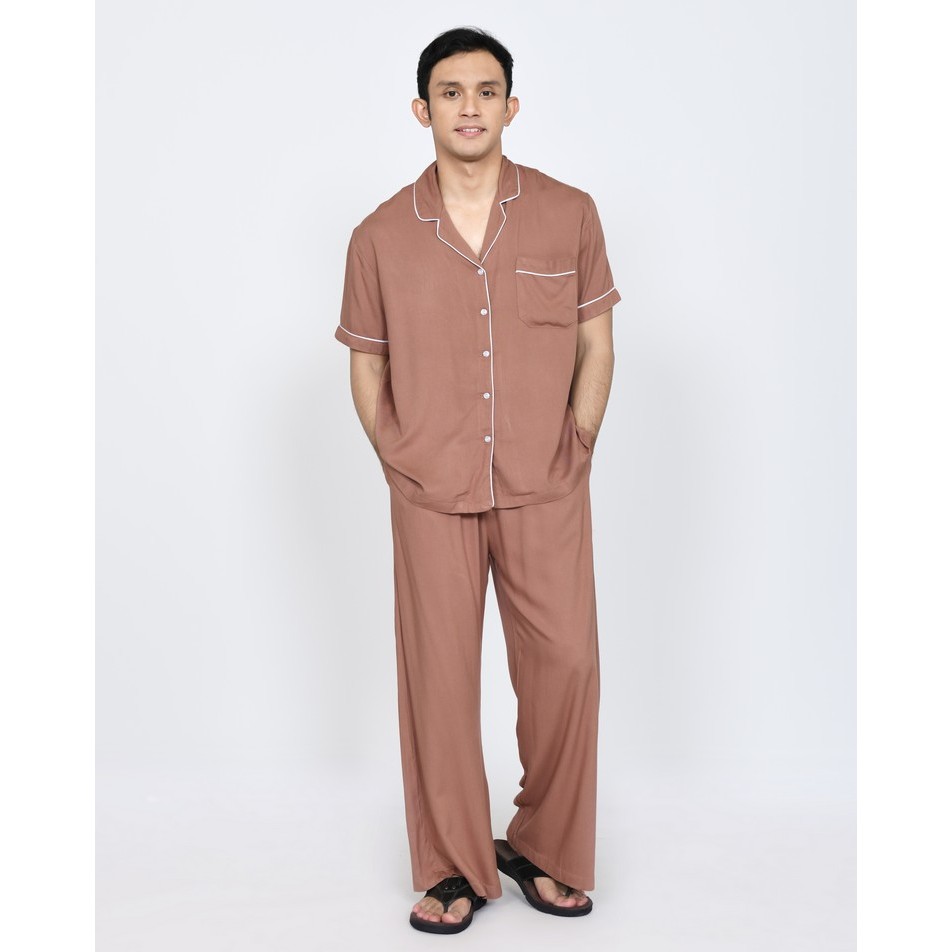 Jual Baju Tidur PIyama Pria Lengan Pendek Katun Lembut Fit XXL ...