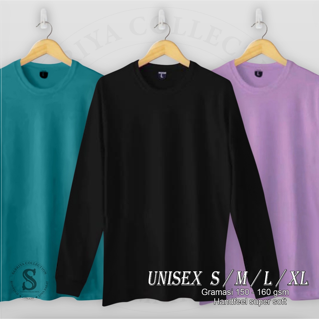 Jual Sabriya Kaos Polos Lengan Panjang Ujung RIB cattoon 30s Pria ...