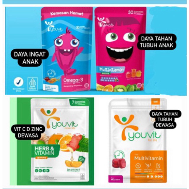 Jual Youvit Multivitamin Anak Gummy Meningkatkan Imunitas Tubuh Daya Tahan Tubuh Anak Tidak ...