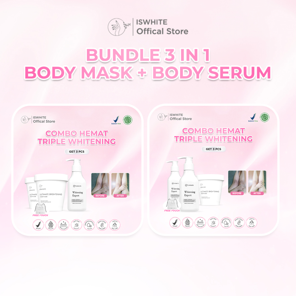 Jual ISWHITE COMBO HEMAT TRIPLE PACKAGE | BODY MASK | BODY SERUM ...