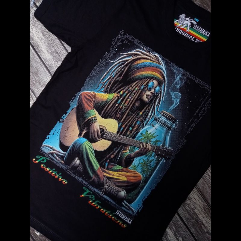 Jual Kaos Reggae Baju Hippies t-shirt Rasta Positive Vibration Original ...
