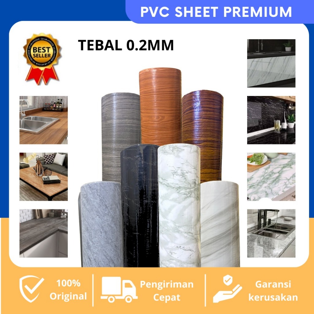 Jual PVC SHEET 1 ROLL ukuran 120Cm x 50M (Sudah ada Lem)/Deco Sheet ...