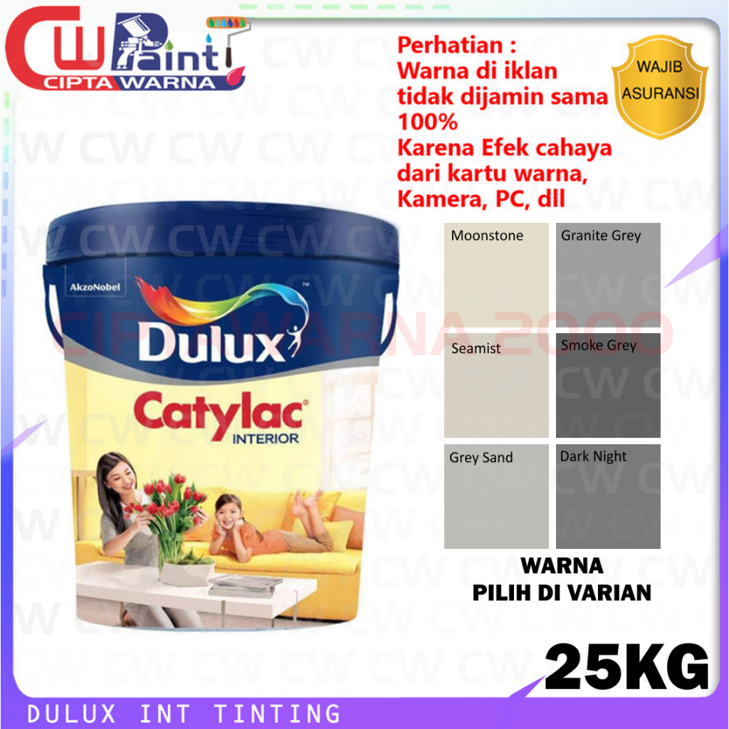 Jual Dulux Catylac Tinting Cat Tembok Dinding Interior Grey Abu-Abu 25 ...