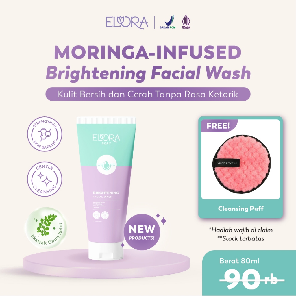 Jual Elora Beau Brightening Facial Wash - With Moringa Extract ...