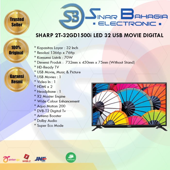 Jual SHARP 2T-32GD1500i LED 32 USB MOVIE DIGITAL (NEW) (KHUSUS BANDUNG ...