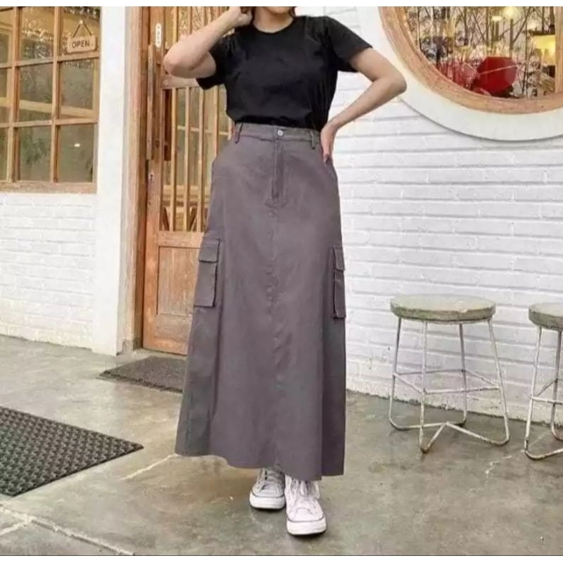 Jual ROK CARGO WANITA PANJANG TERBARU ROK KOREAN STYLE KEKINIAN STYLE ...