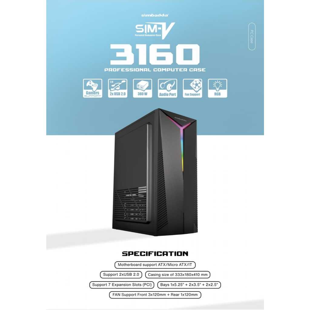 Jual CASE Simbadda Sim V Sim-V 3160 Casing Komputer CPU + Psu | Shopee ...