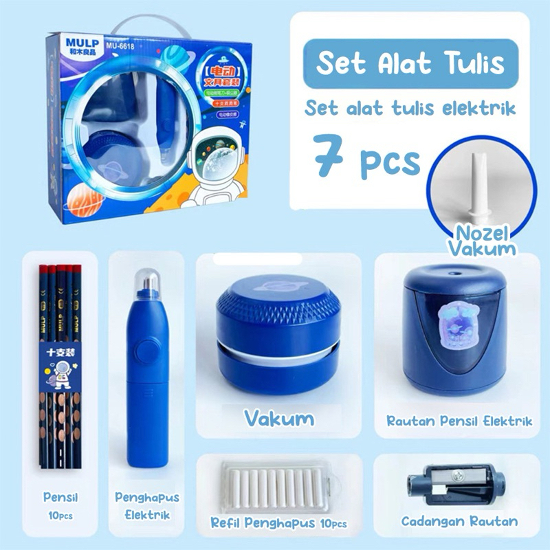 Jual Electric Stationery Set / Set Alat Tulis Elektrik Rautan Penghapus ...