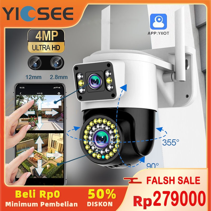 Jual CCTV WIFI 4MP camera dual lense outdoor waterproof monitoring kamera wireless cctv 360 ...