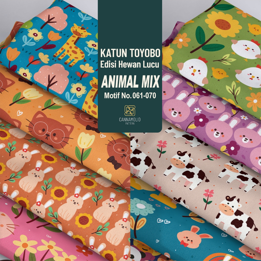 Jual Kain Katun Toyobo Motif HEWAN LUCU | Lebar 145cm | ANIMAL 61-70 ...