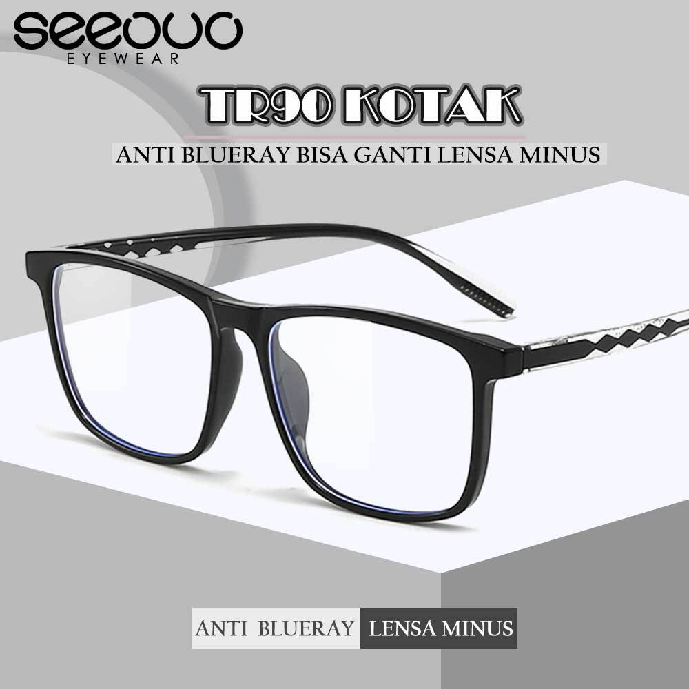 Jual Seeouo Kacamata Antiradiasi Blueray Model Kotak Stylish Frame Pria Wanita TR90 Ringan Kokoh ...