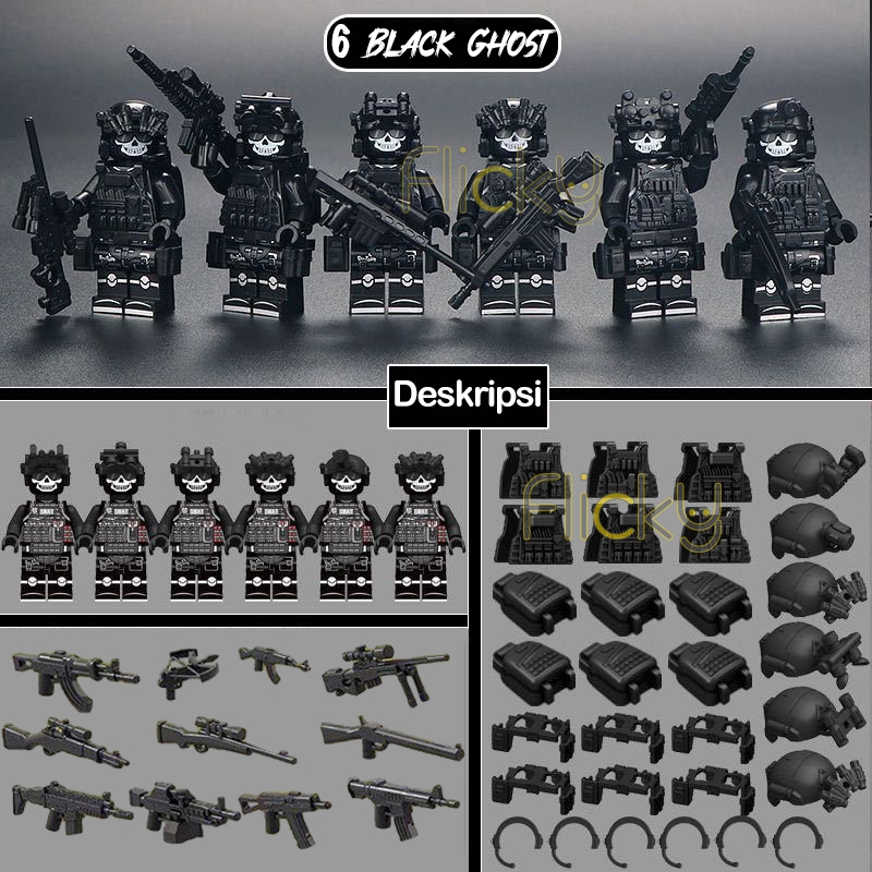 Jual Mainan balok Military Minifigure army Swat Team Pack Building ...