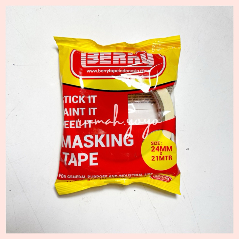 Jual Berry Isolasi Kertas 24mm x 21m | Masking Tape 2,4cm | Shopee ...