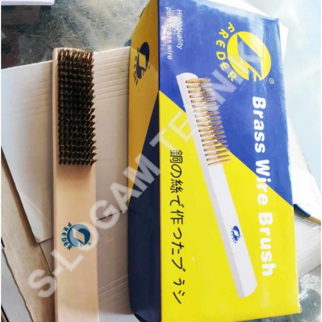 Jual Sikat Kawat Kuningan FREDER Gagang Kayu 8 Baris Brass Wire Brush ...