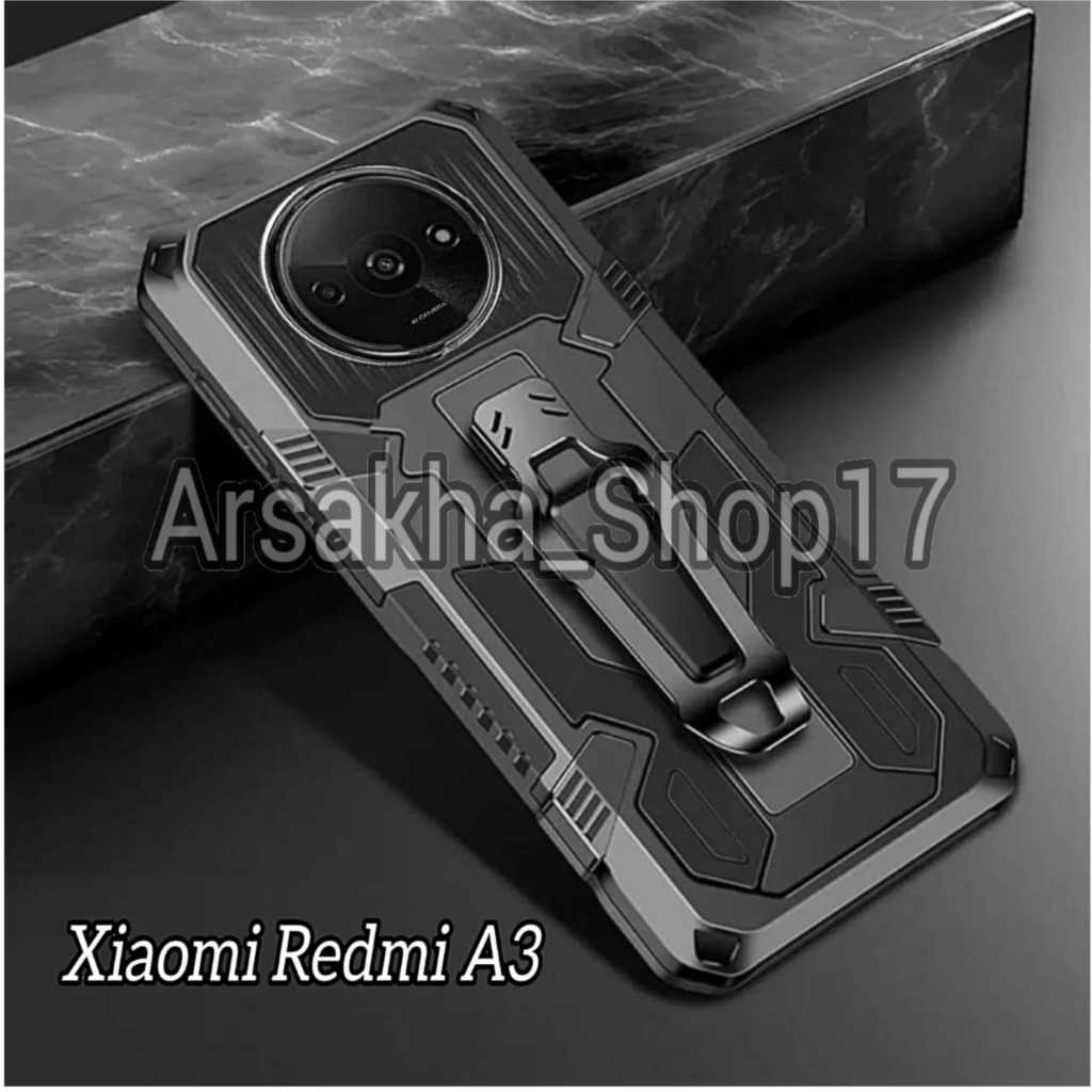 Jual Casing For Xiaomi Redmi A3 Hard Case Robot Armor Belt Clip Kick ...