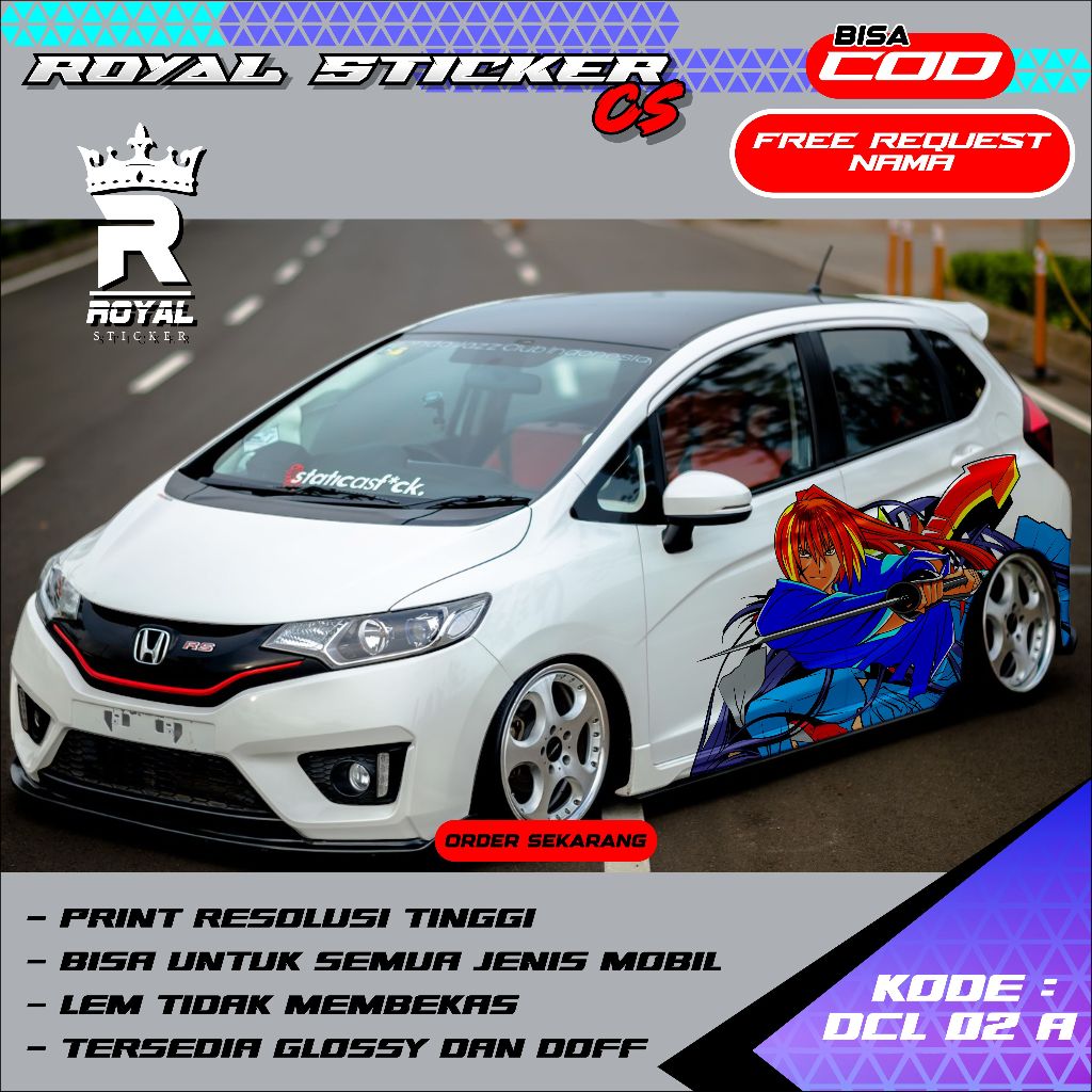 Jual DECAL MOBIL BRIO JAZZ AGYA AYLA CALYA DESAIN SAMURAI BIRU TERBARU ...