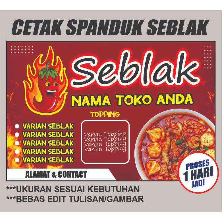 Jual Banner Spanduk Seblak Costum Bebas Gambar | Shopee Indonesia