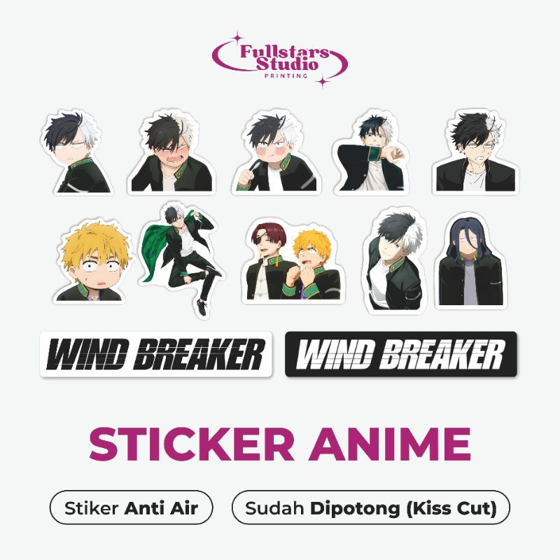 Jual 12pcs Sticker Anime Wind Breaker Anti Air | Stiker Anime Wind ...