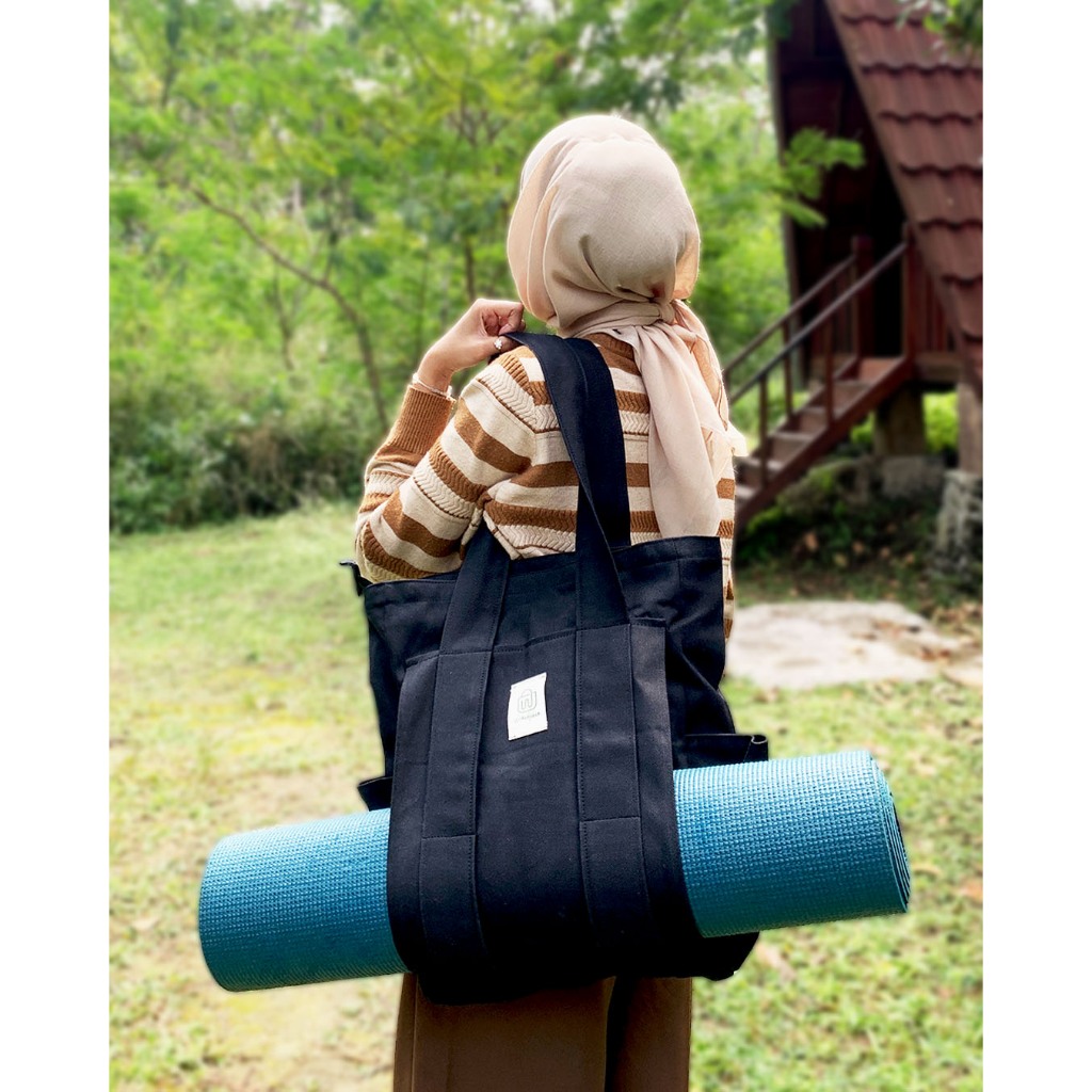 Jual Tas Matras Yoga Gym Olahraga Wanita Unik Damayanti Kanvas Hitam ...