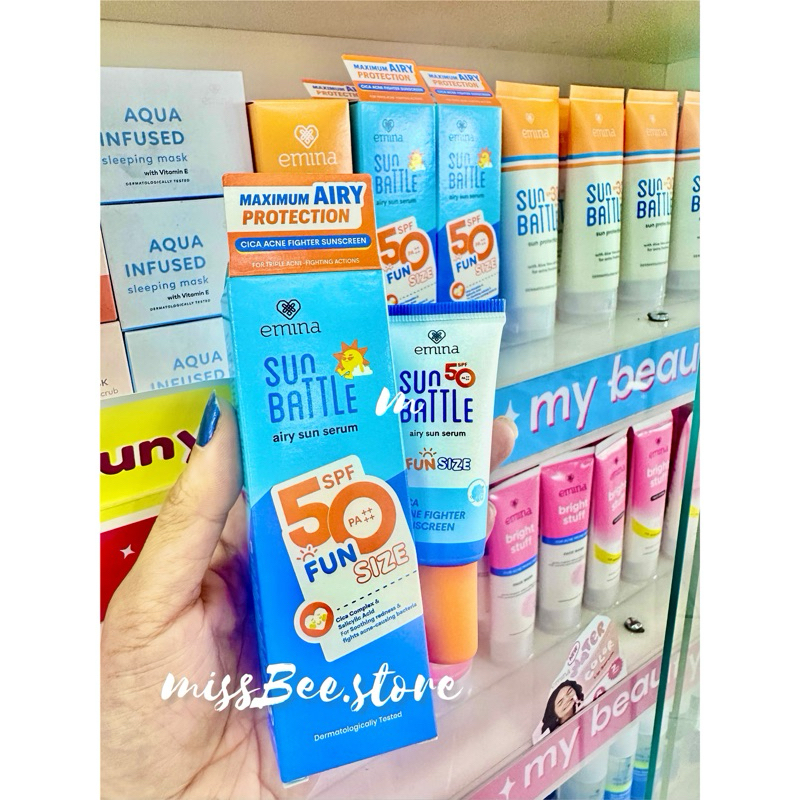 Jual Emina Sun Battle Airy Sun Serum SPF 50 PA++++ FUN SIZE 20 ml ...
