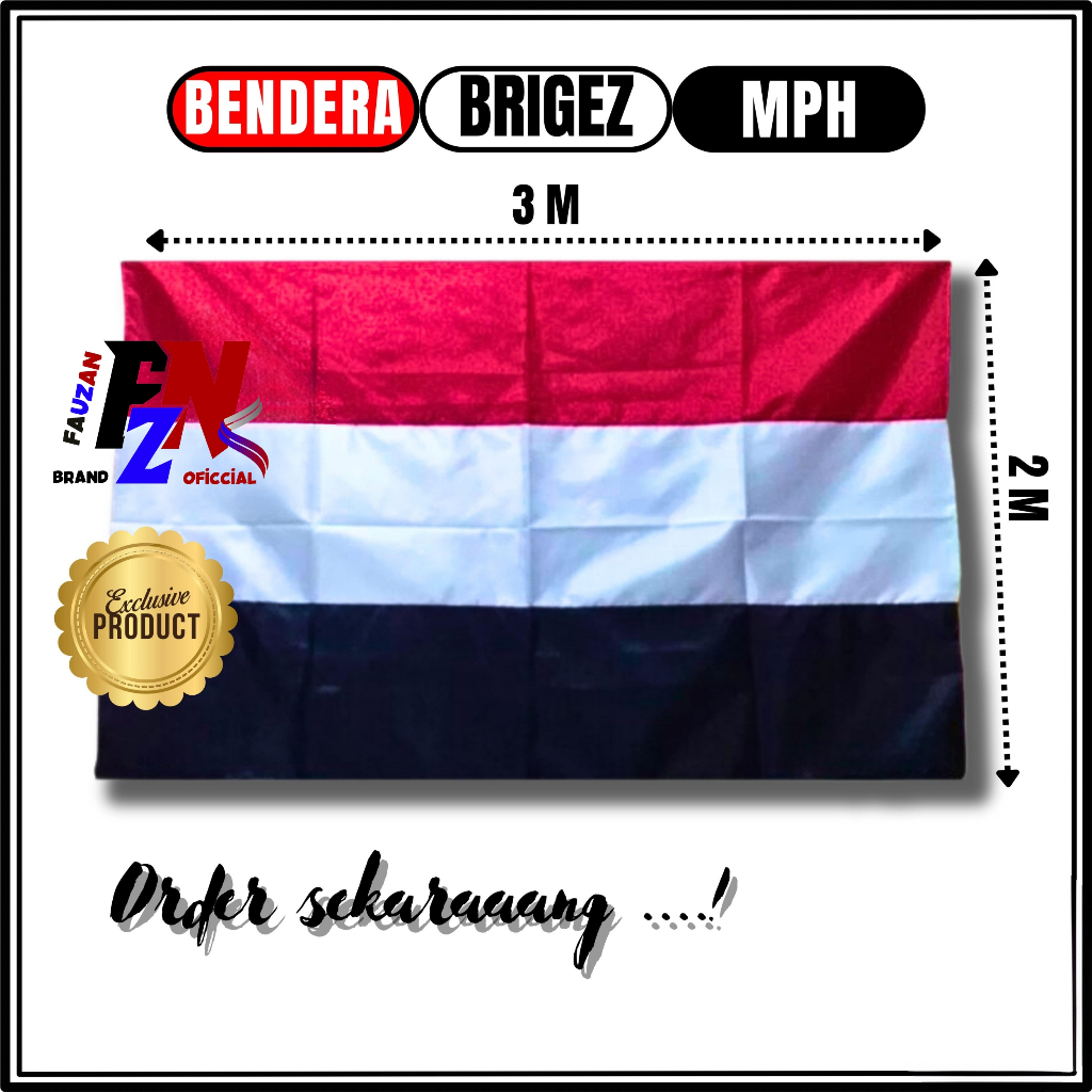 Jual Bendera Brigez Jumbo Merah Putih Hitam Kualitas Terbaik Poliester ...