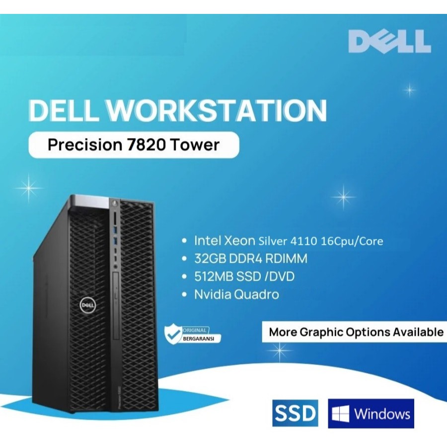 Jual PC Server Workstation DELL 7820 / T7820 with Proc XEON SILVER 16 ...