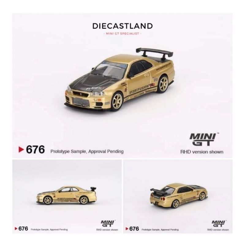 Jual Mini GT #676 Nissan Skyline GT-R (R34) Top Secret Top Secret Gold ...