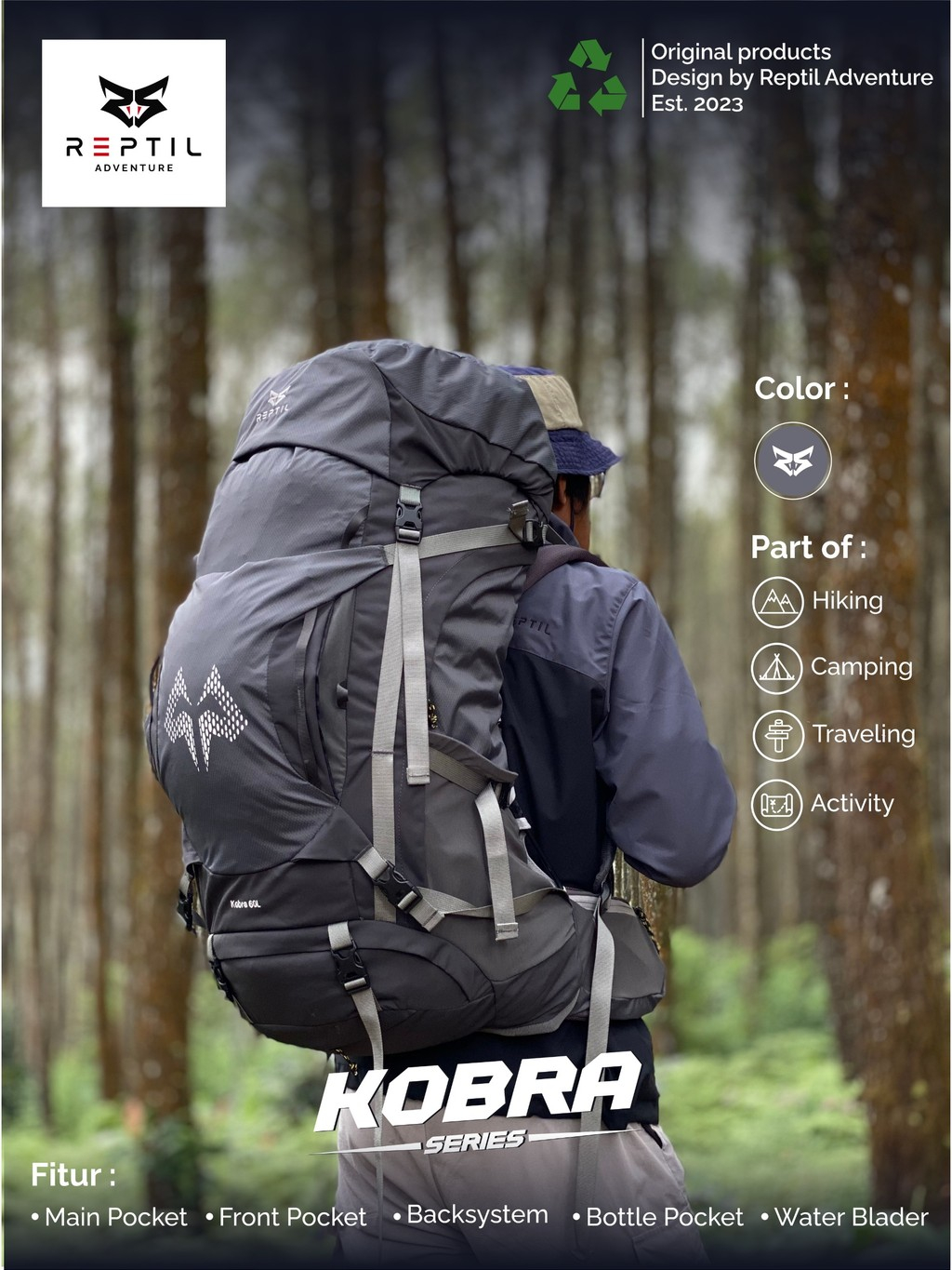 Jual TAS GUNUNG/CARRIER 60L REPTIL ADVENTURE KOBRA series | Shopee ...