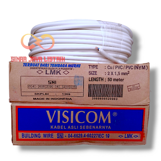 Jual VISICOM Kabel Tembaga NYM 2x1.5mm Per Roll 50 Meter SNI LMK | Shopee Indonesia