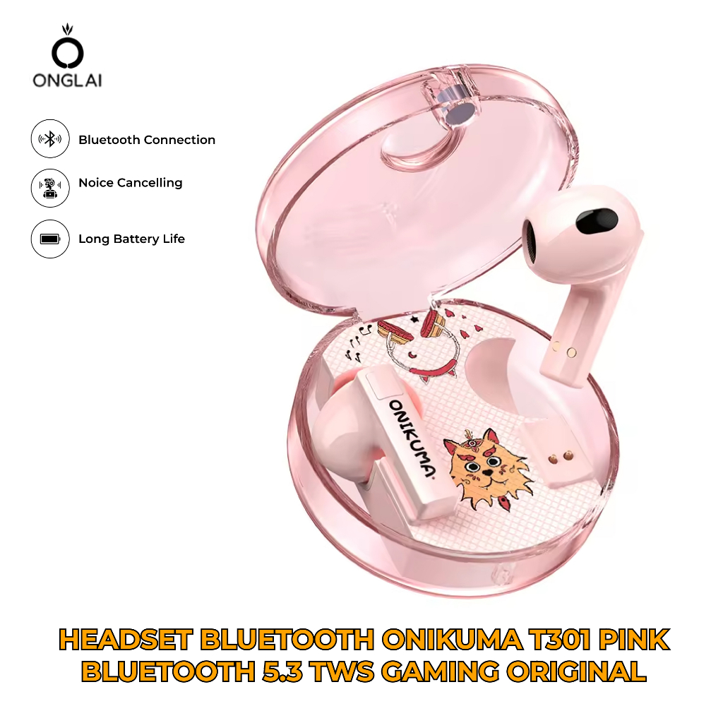 Jual HEADSET BLUETOOTH ONIKUMA T301 PINK BLUETOOTH 5.3 TWS GAMING ...