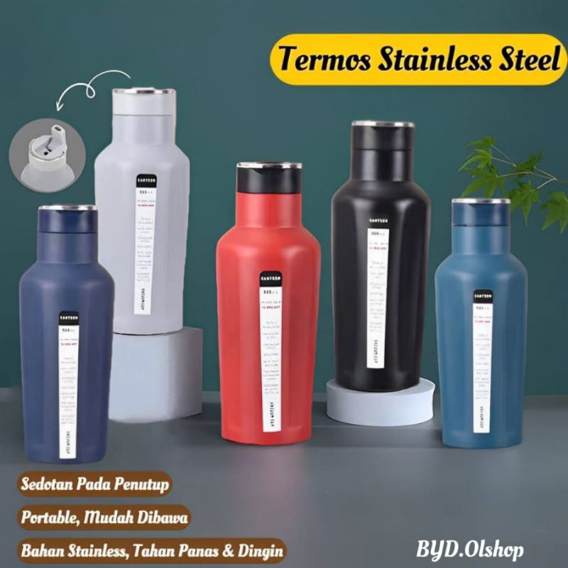 Jual Tumbler Canteen Termos Premium Stainless Steel 4 Sisi Datar 500ml ...