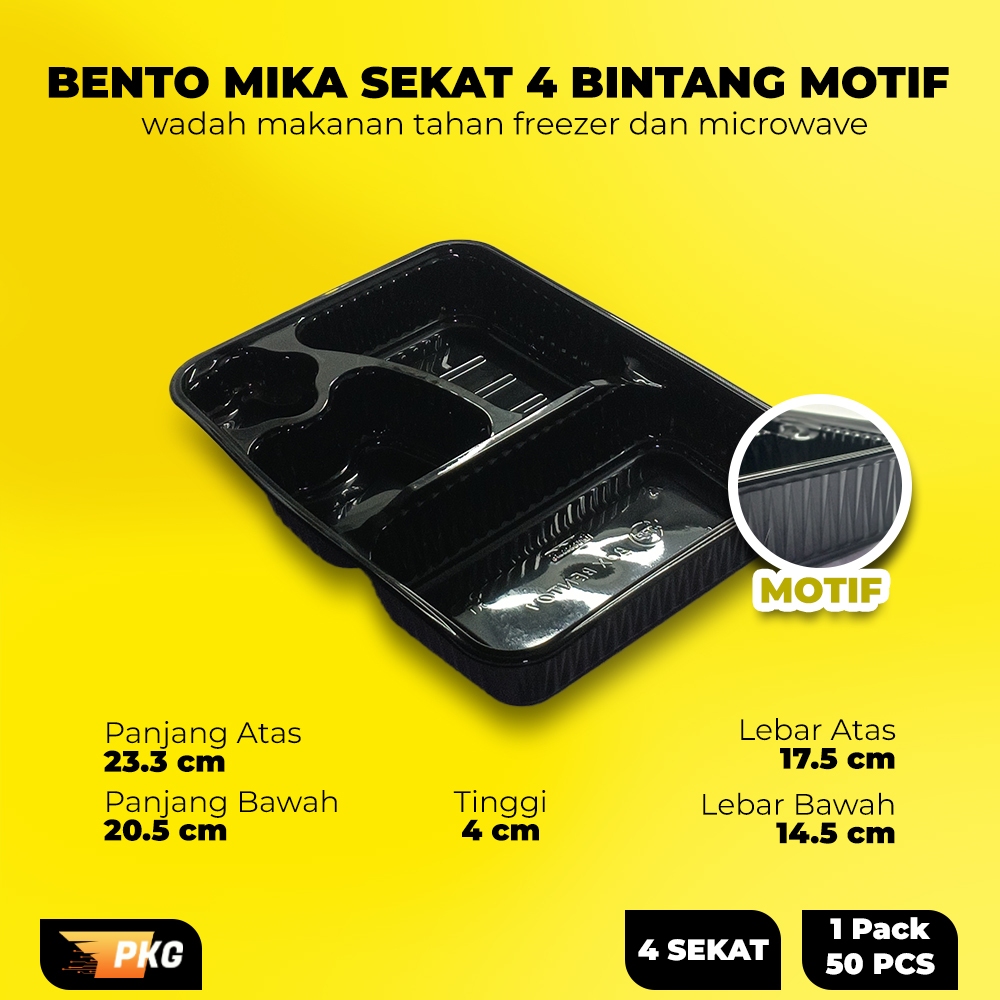 Jual Mika Bento Sekat 4 Bintang + Tutup | Lunch Box Kotak Tray 4 Sekat ...