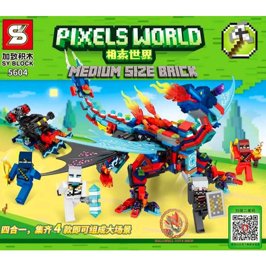 Jual Brick Minecraft Dragon Naga SY 5604 Mine Craft Warna Biru Merah ...