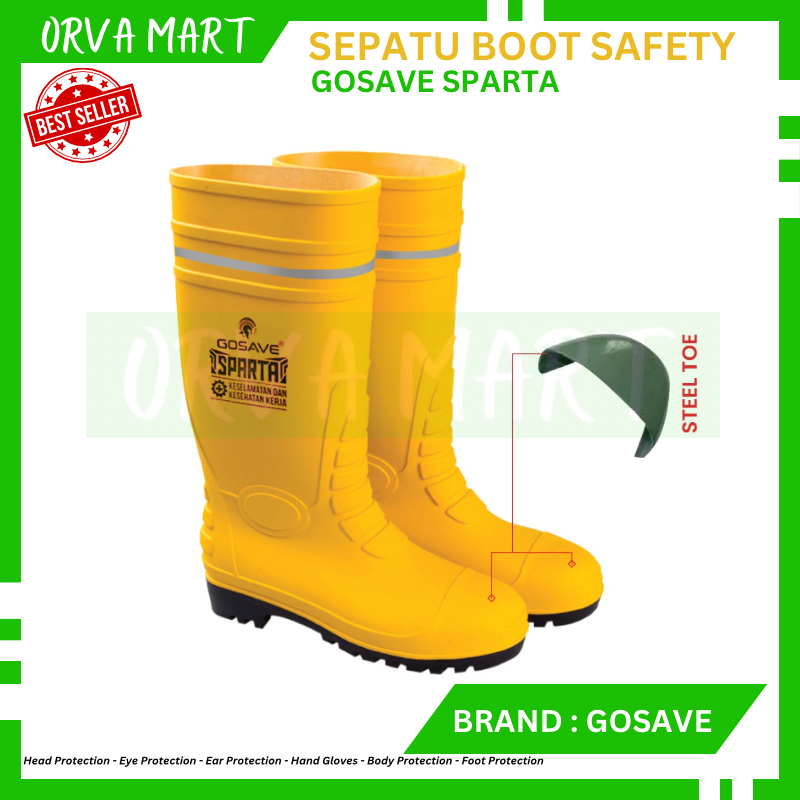 Jual Sepatu Boot Safety Rubber GOSAVE SPARTA With Steel Toe Ujung Besi ...