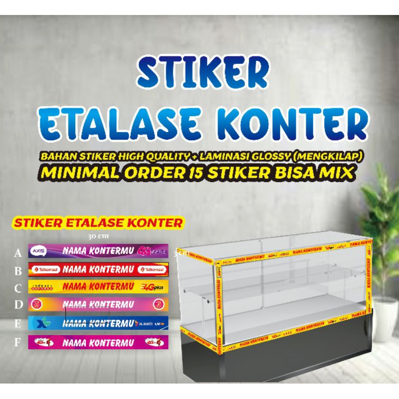 Jual stiker etalase konter/stiker konter/aksesoris konter/hiasan konter ...