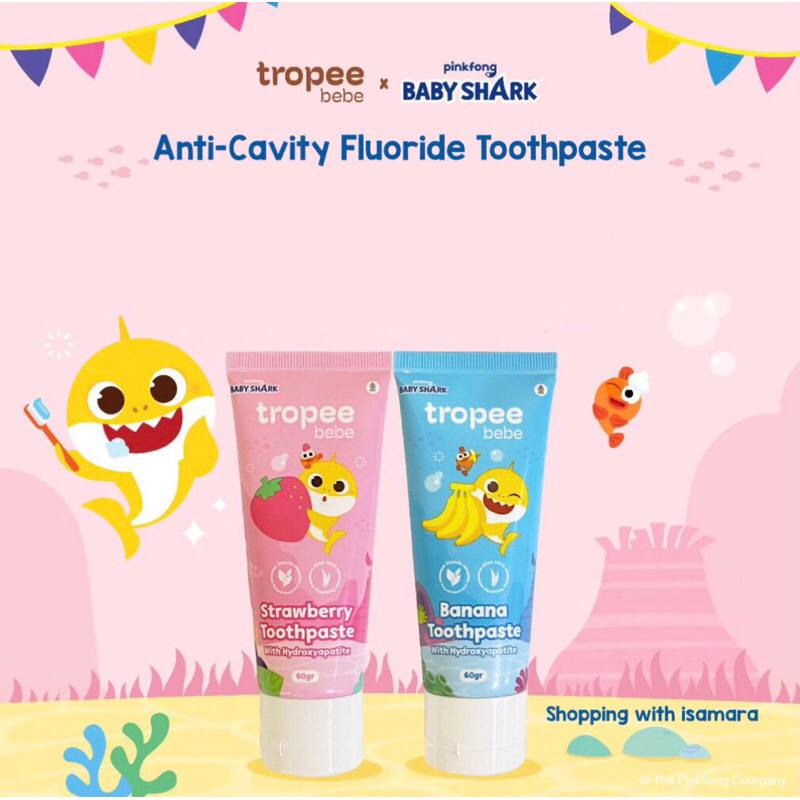 Jual Tropee Bebe x Pinkfong Baby Shark Anti-Cavity Flouride Toothpaste ...