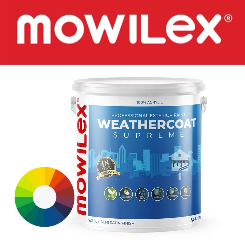 Jual Cat Tembok Mowilex Weathercoat Supreme 2 5l Cat Exterior Warna