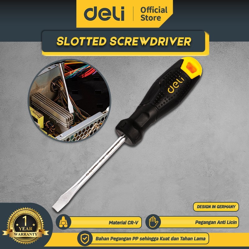 Jual Deli Tools Slotted Screwdriver / Obeng Minus Berbagai Ukuran Cr-V ...