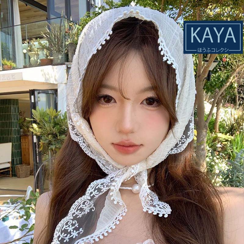 Jual Gaya Aesthetic Raw Lace Ikat Kepala Renda Segi Tiga Yang Cantik ...