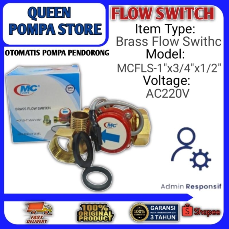 Jual OTOMATIS POMPA PENDORONG FLOW SWITCH MC PUMPS UK 1x3/4"x1/2 ...