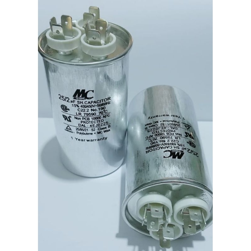 Jual CAPASITOR BULAT 25+2 UF 3 KAKI / KAPASITOR AC KULKAS FREEZER 25/2UF MERK MC | Shopee Indonesia