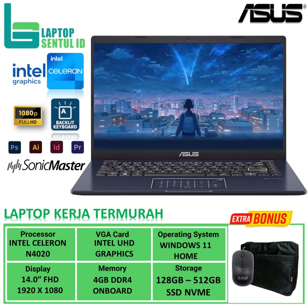 Jual Laptop Slim Asus Vivobook 14 L410MA Intel N4020 Ram 4GB 512GB Ssd ...