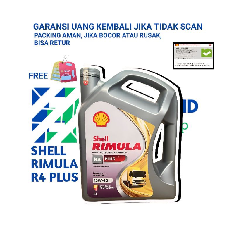 Jual OLI SHELL RIMULA R4 PLUS 15W-40 5L || ORIGINAL BARCODE HIJAU ...