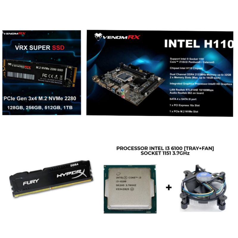 Jual Paket Rakitan Processor Intel Core i3 Gen 6 LGA 1151 H110 DDR4 ...