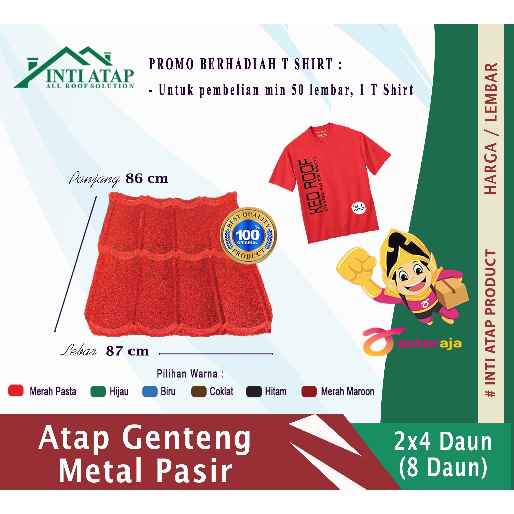 Jual ATAP GENTENG METAL PASIR MULTIROOF UKURAN 80×80 | Shopee Indonesia