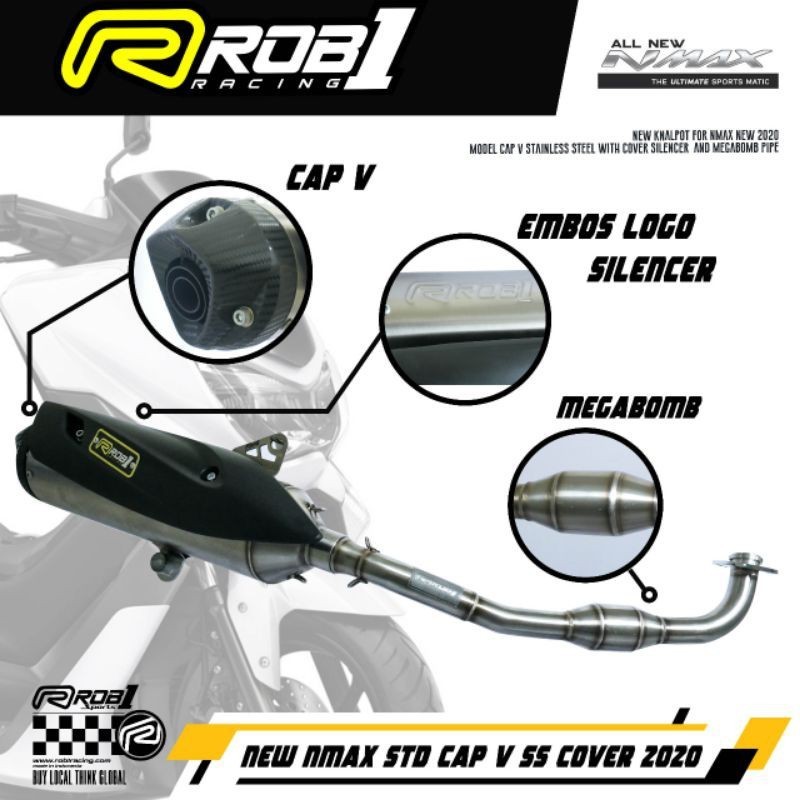 Jual Knalpot ROB1 Racing NMAX New Cap V PNP, AEROX New | Shopee Indonesia