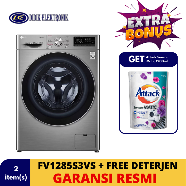 Jual Mesin Cuci Front Loading LG FV1285S3VS 8.5 KG DD Direct drive ...
