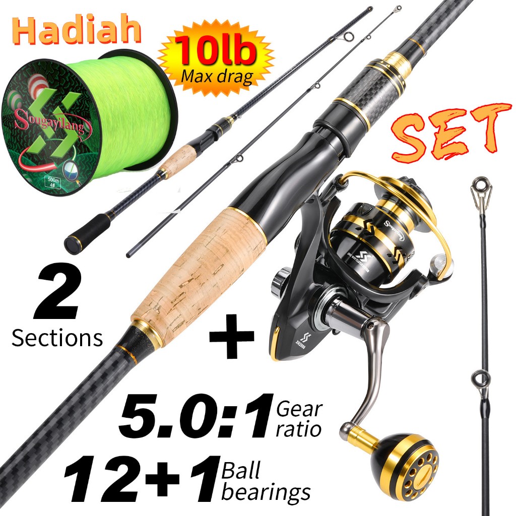 Jual Sougayilang Pancingan Set Lengkap 1.8m / 2Bagian Joran Pancing 1 Set Reel Pancing Alat ...