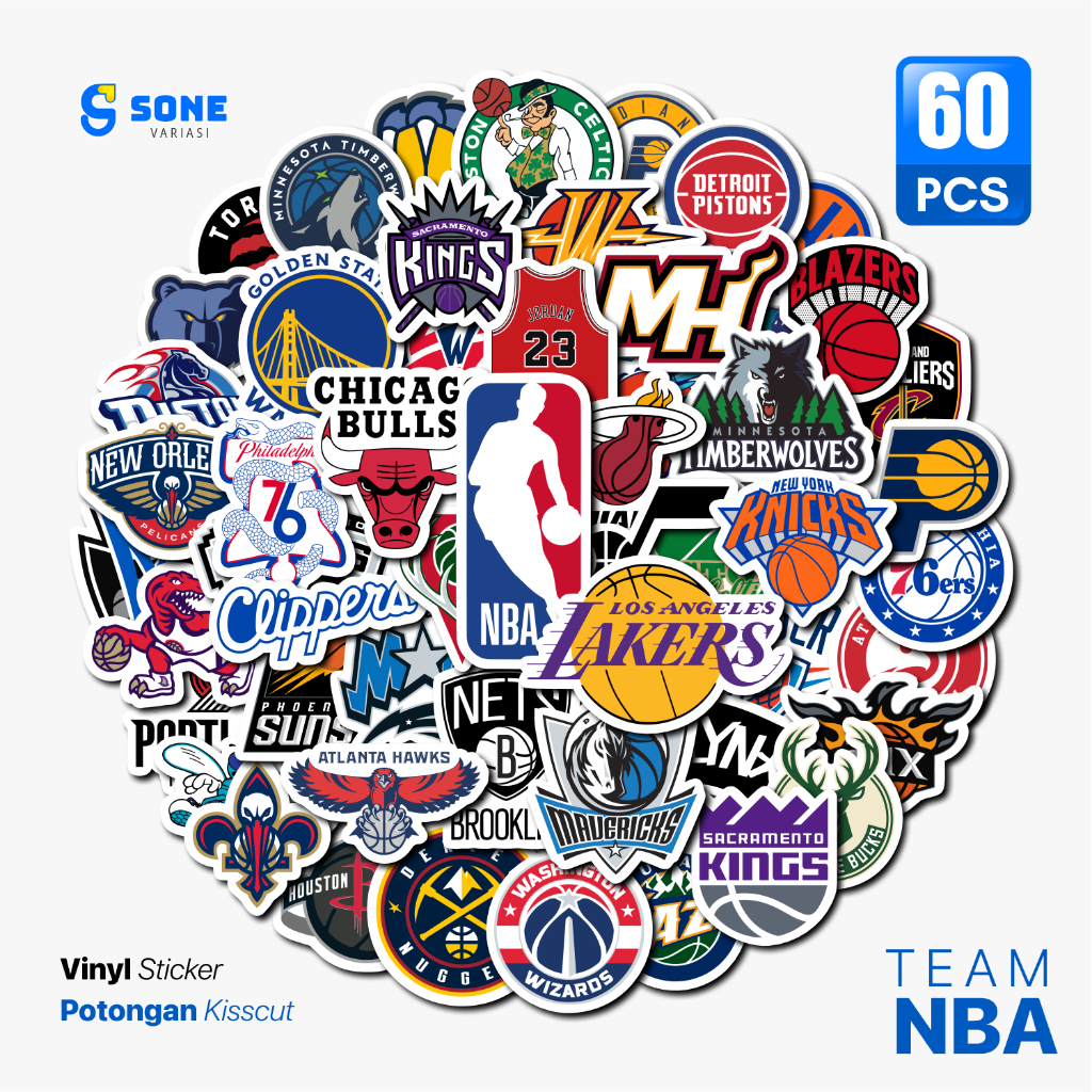 Jual Stiker Pack Club Basket NBA Paper Vinyl Waterproof untuk Sticker ...